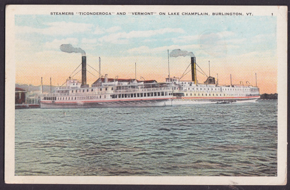 Steamer S S Ticonderoga & S S Vermont Lake Champlain VT postcard c 1910 ...