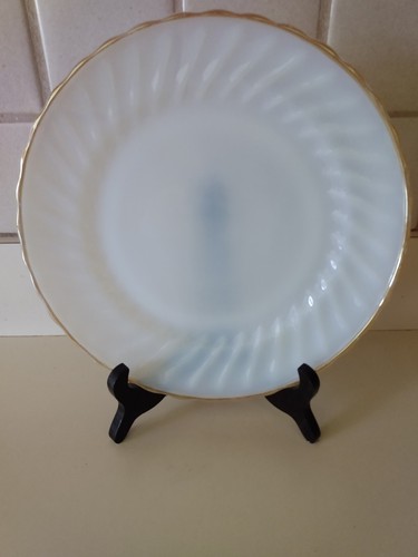 Vintage Fire King Dinner Plate Milk Glass Gold Trim Anchor Hocking ...