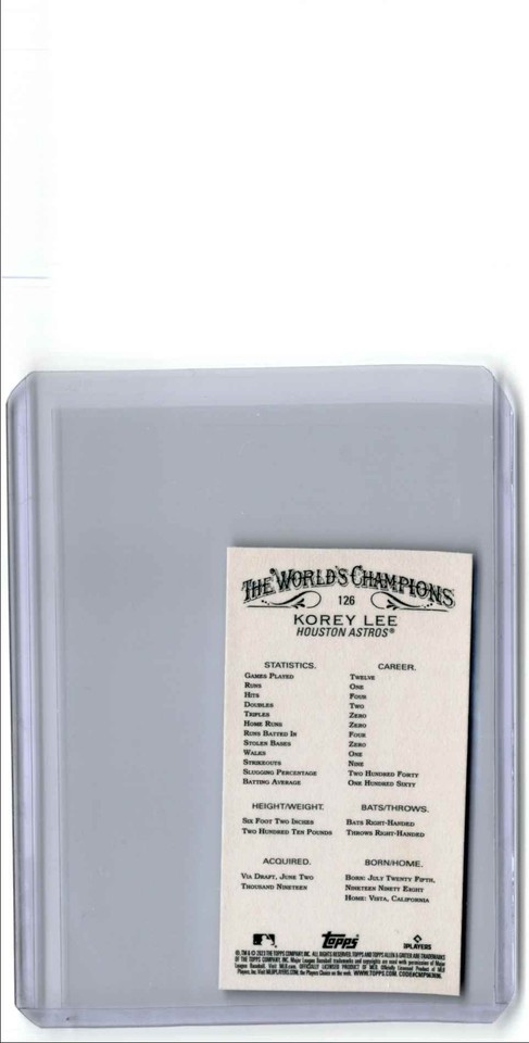 2023 Topps Allen & Ginter X Mini Korey Lee Rookie Houston Astros #126 ...