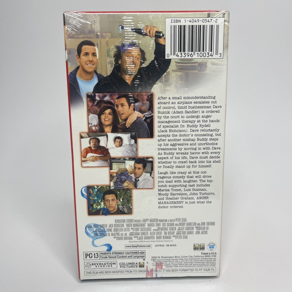 Anger Management VHS Adam Sandler Jack Nicholson New Sealed | eBay