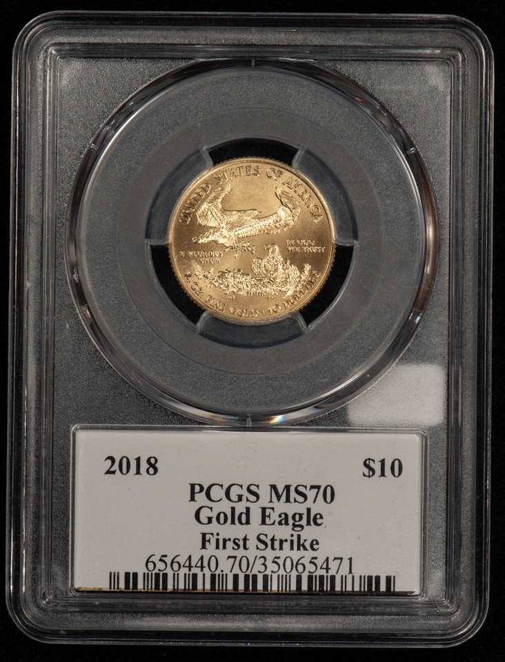 2018 G$10 1/4 oz Gold American Eagle - Saint-Gaudens Label - PCGS MS 70 ...