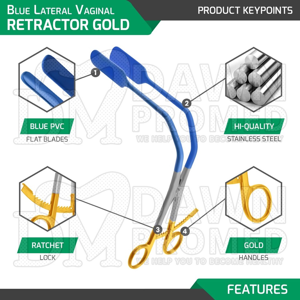 View More Lateral Vaginal Retractor 8.25″ Blue PVC Coated W/Ratchet ...