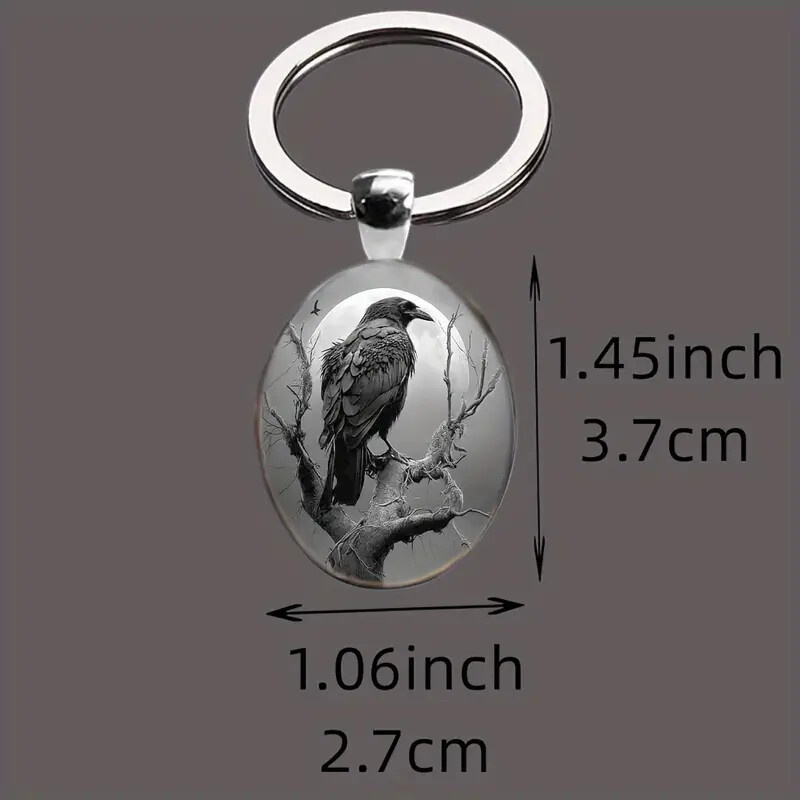 Gothic Style Black Crow Moon Transparent Oval Key Ring | eBay