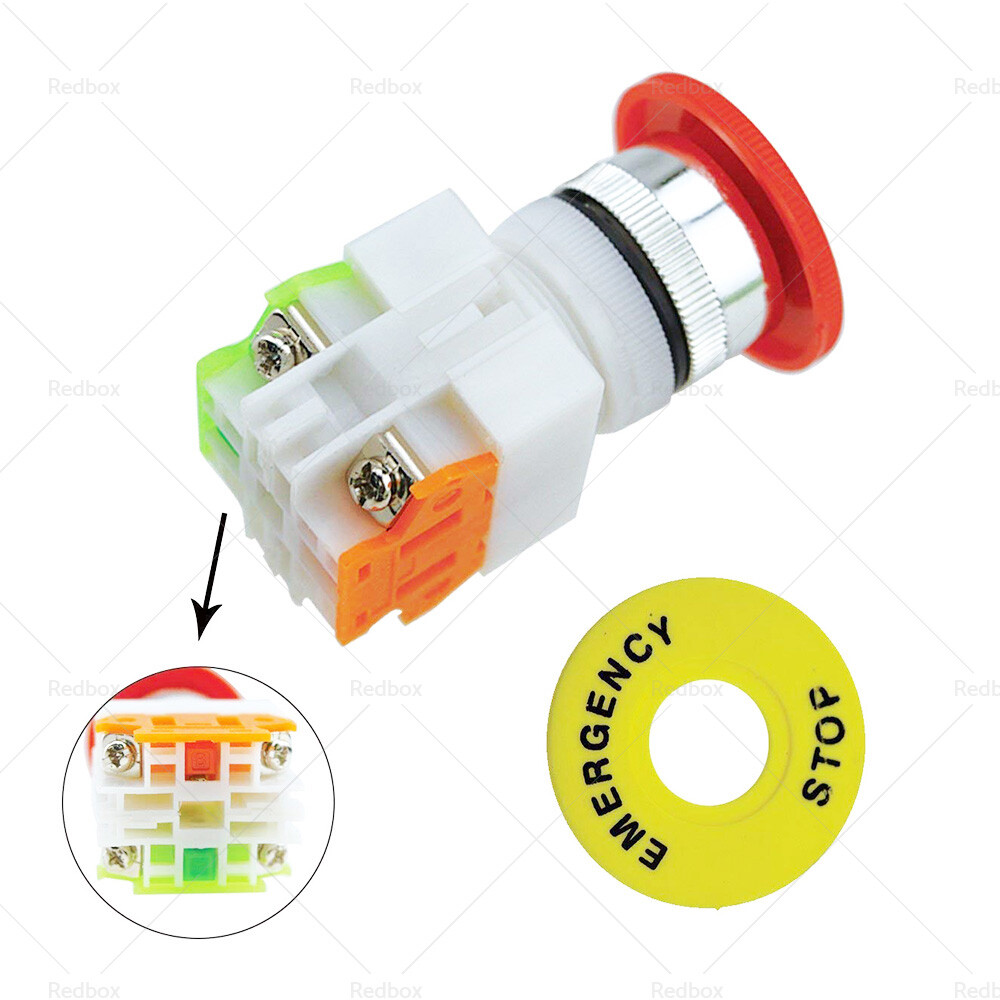 Emergency Stop Button 2Pcs Shut Off Push Button Switch Red Mushroom ...