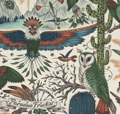 Clarke And Clarke Emma J Shipley Fabric Frontier Col.Teal Velvet 1m x ...