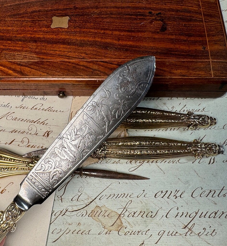 Antique 1830 French Silver Vermeil Writing Set, Writer's Tools Superb ...