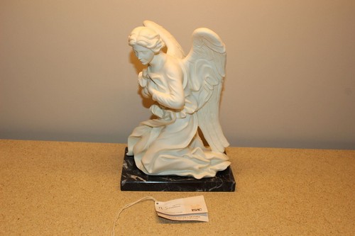VINTAGE SANTINI ITALY OXOLYTE 9.5" ANGEL SCULPTURE ON MARBLE BASE ...