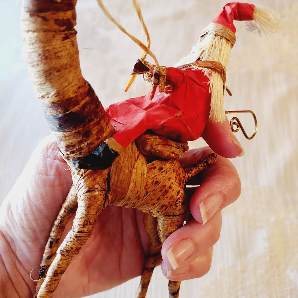 Vintage Santa St Nick on a Camel Decor Banana Leaves Paper Mache ...