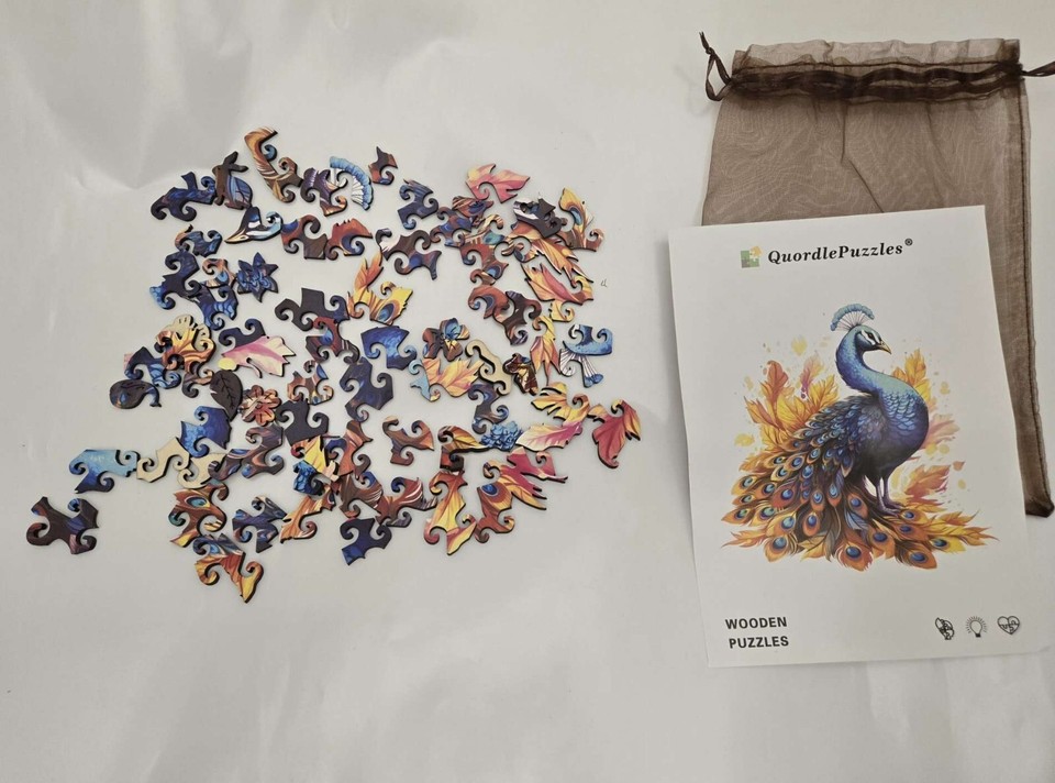 New Quordle Puzzles Striking Peacock Wooden Jigsaw Fabulous Gift Puzzle ...