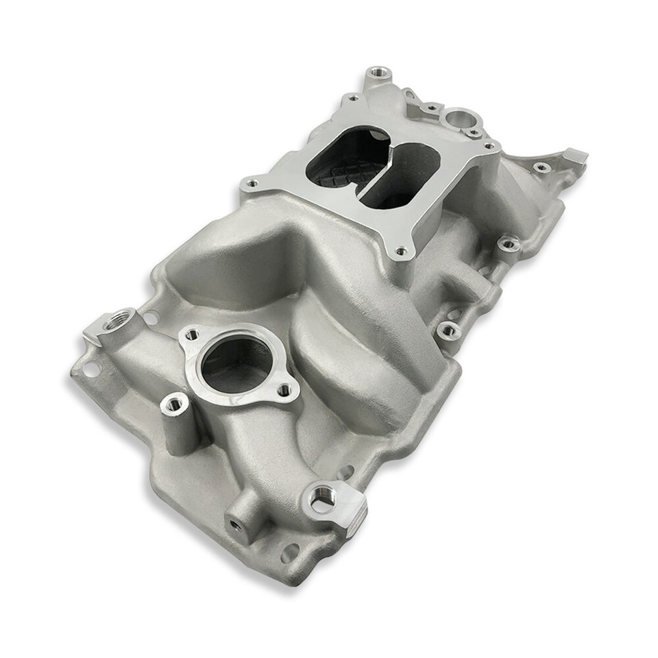 For Chevy Small Block SBC 265 350 400 1956-1986 Satin Dual Plane Intake ...