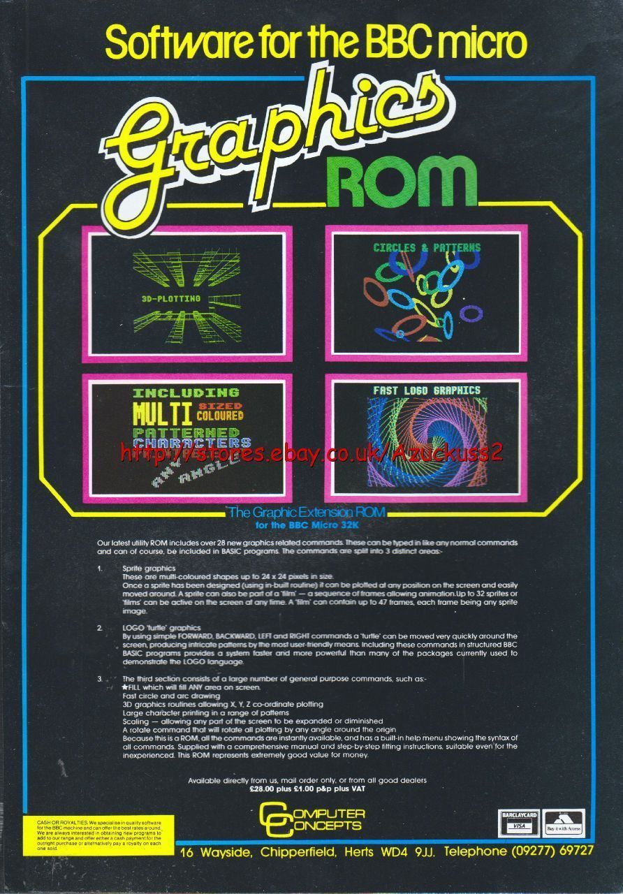 Graphics ROM BBC Micro "Vintage Software" 1984 Magazine Advert #5211 ...