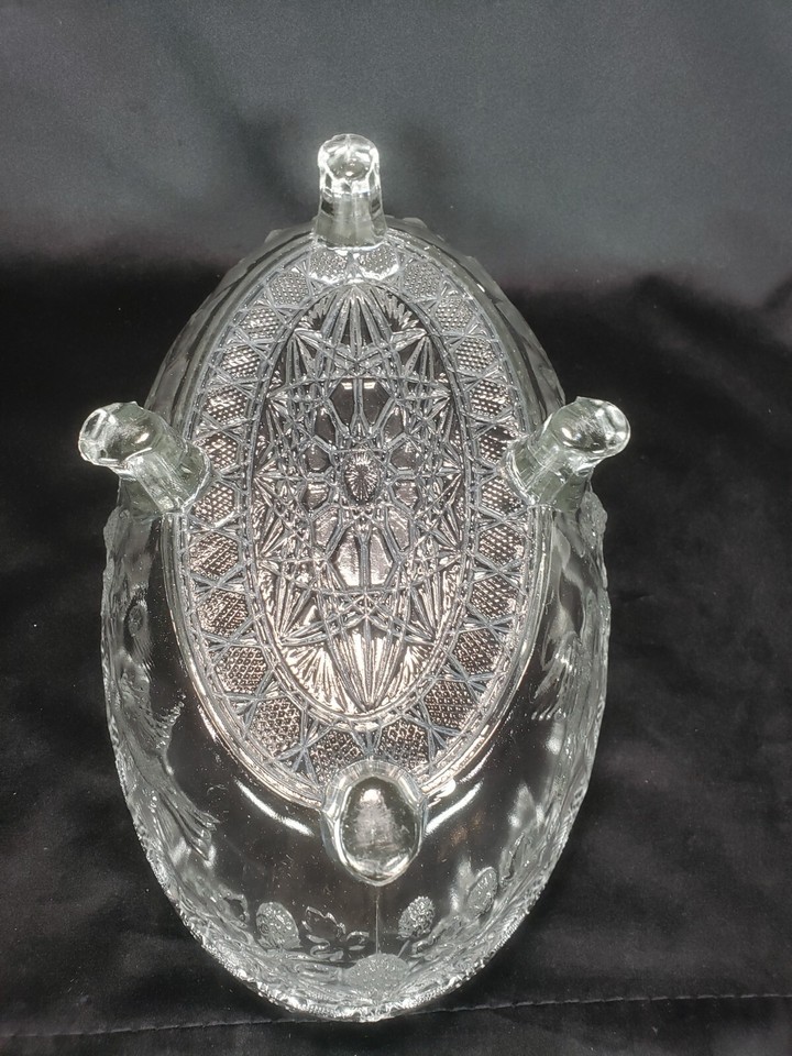 Antique EAPG Indiana Glass Footed Berry Bowl Birds with Strawberries ...