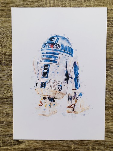 Disney Star Wars R2-D2 Robot Picture Print Wall Art Watercolour Size A4 ...