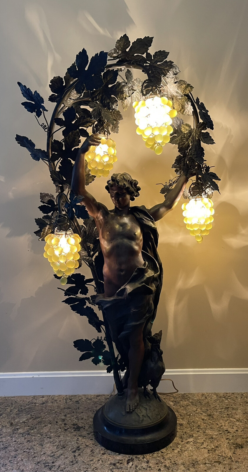 Antique Art Nouveau Nude Male Bacchus French Figural Statue Spelter ...