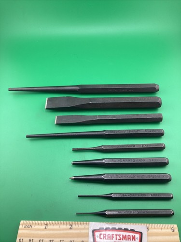 Lot Of 9 USA Craftsman Chisel , Pin , Punch Complete Set Mint Condition ...