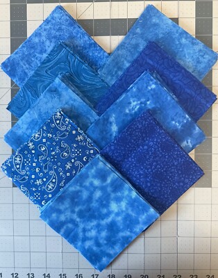 108 Piece ALL BLUE Charm Pack 5” Squares Cotton - 12 Each Design | eBay