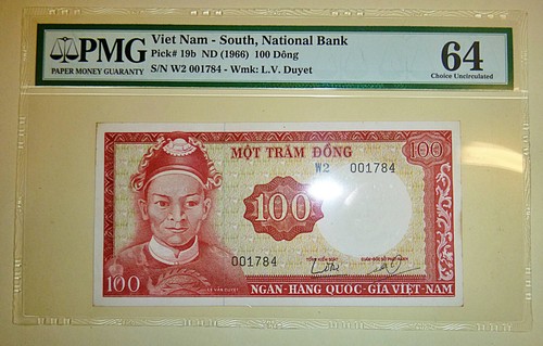 100 Dong Banknote - 1966 - PMG 64 - South Vietnam - War Note - 001 784 ...