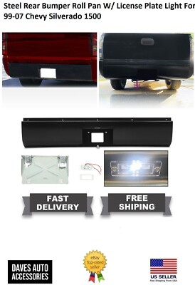 Rear Steel Bumper Roll Pan W/Led License Plate Light Fits 1999-2007 ...