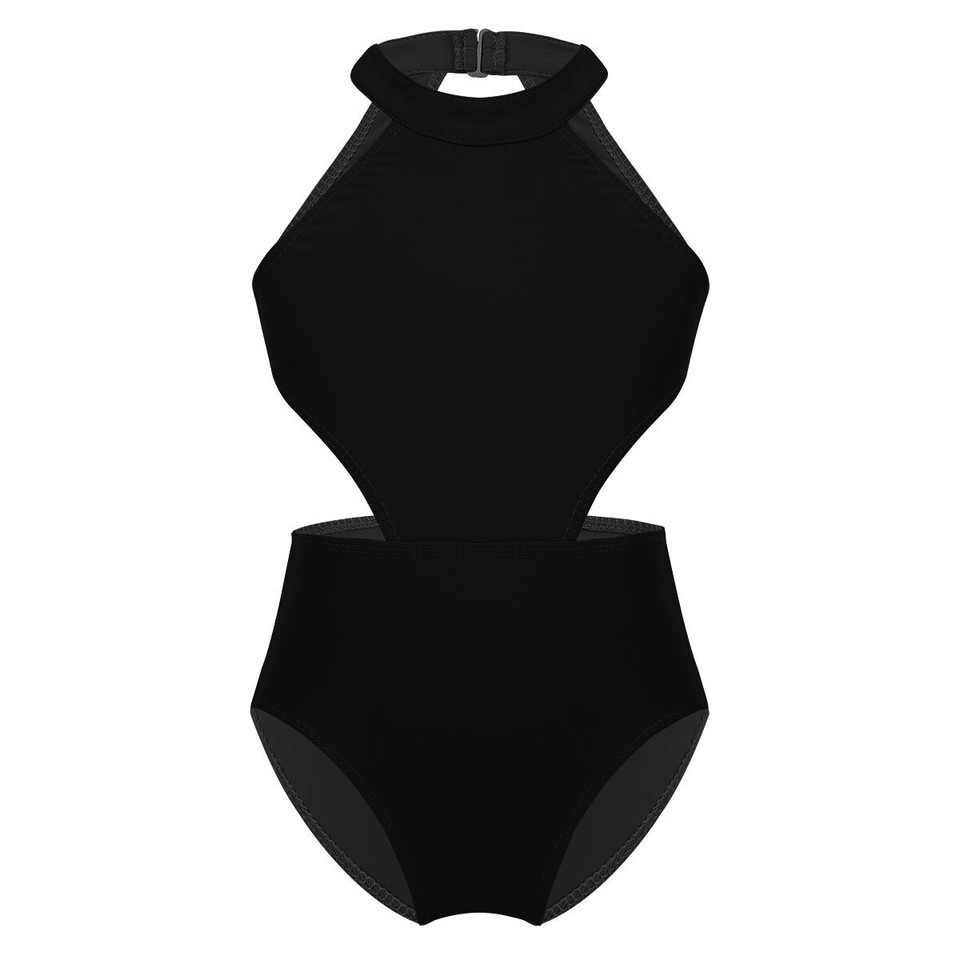 Girls Ballet Dance Leotards Gymnastic Unitards Halter Cutout Back ...