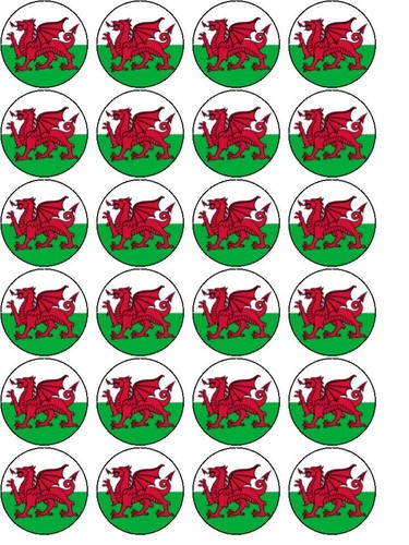 Flag Wales Welsh Dragon edible printed cupcake Toppers Wafer or Icing x ...
