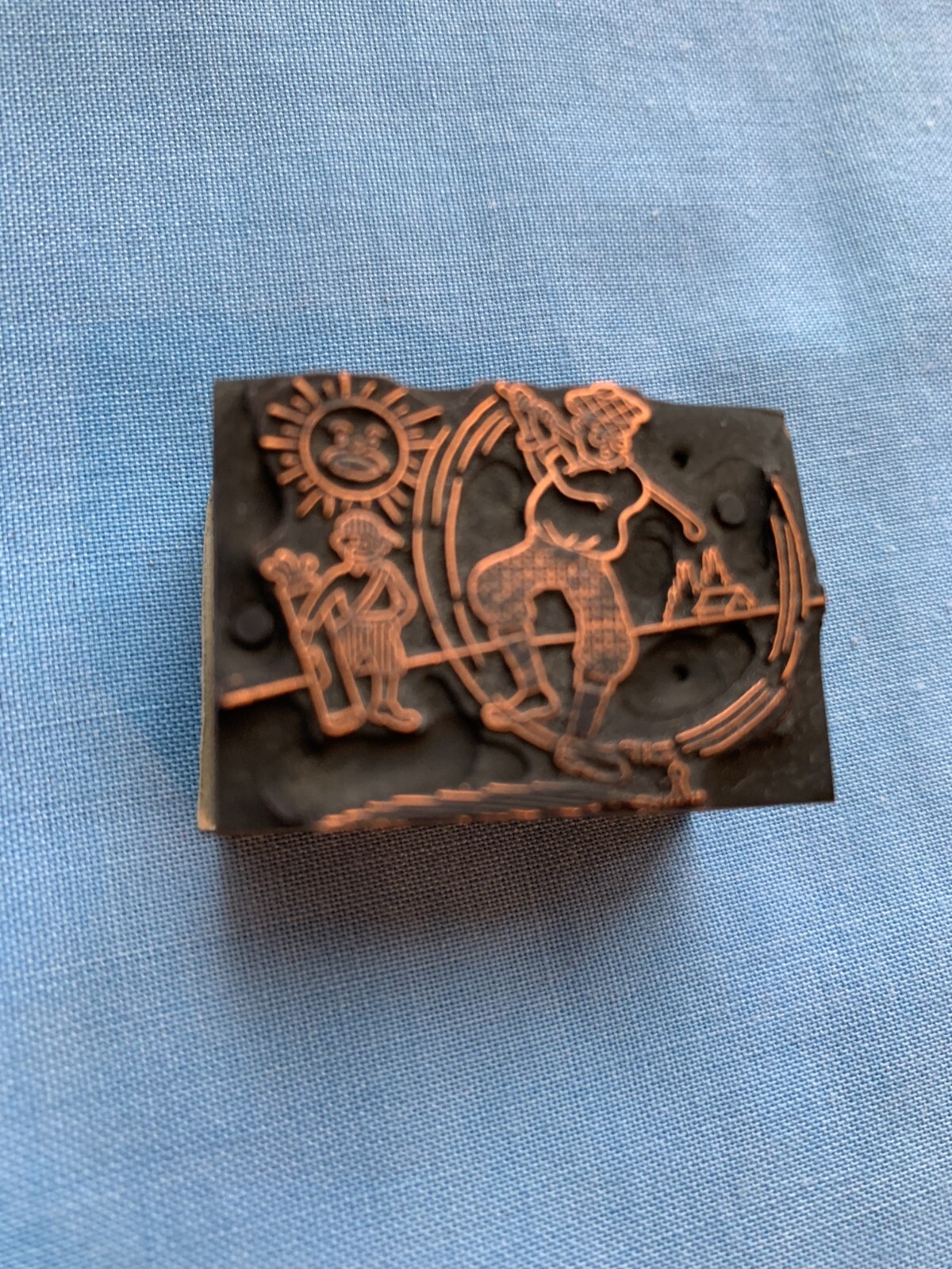 VINTAGE LETTERPRESS COPPER AND WOOD PRINTING BLOCK, COMICAL KNICKERED ...