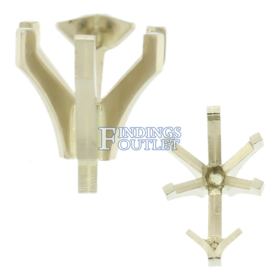 14K White Gold V-End Pear 6 Prong Peg Head Setting Standard For Center ...