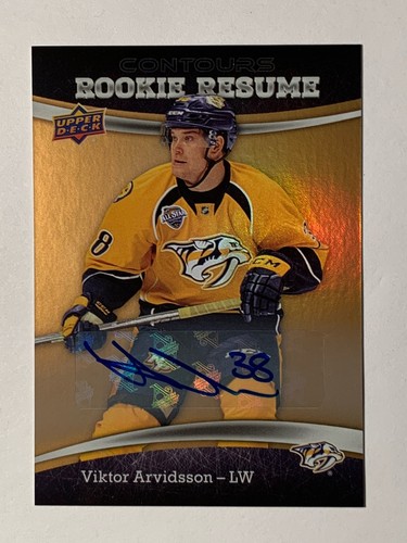 2015-16 UD Contours Rookie Resume Auto VIKTOR ARVIDSSON Gold Rainbow ...