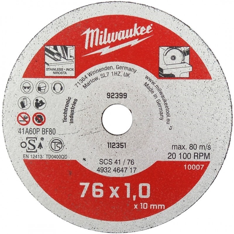 Milwaukee 76mm Cutting Discs x5 Thin 1mm Mini Disc Stainless Steel Inox ...