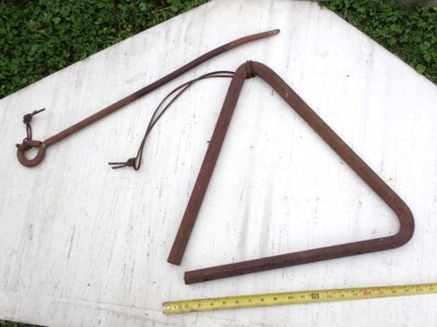 XXL Mid Century Solid Hexagon 1" Steel Chuck Wagon Triangle Dinner Bell ...
