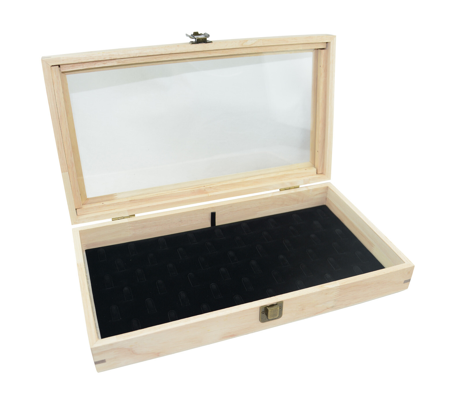 Natural Wooden Glass Lid Display Case With Choice Of Display Jewellery ...