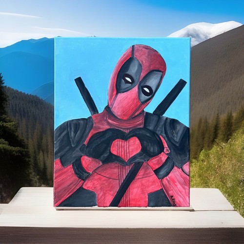 Deadpool Heart 16x20 ORIGINAL ACRYLIC PAINTING Stretched On Canvas | eBay