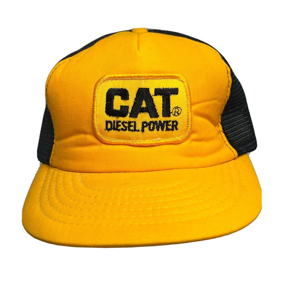 Vtg CAT Diesel Power Mesh Trucker Snapback Hat Engine Company Patch ...