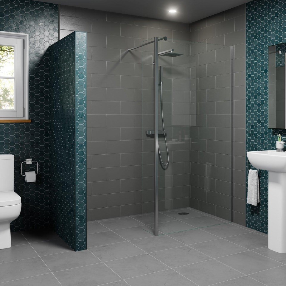 Modern 800mm Walk In Wet Room Shower Screen Return Panel Easy Clean 8mm ...