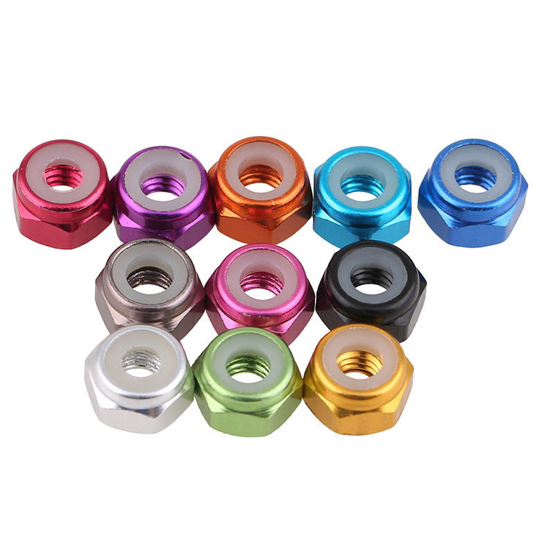 M2.5 Aluminum Colorful Aluminium nuts Alloy Nylon Insert Hex Lock NUT ...