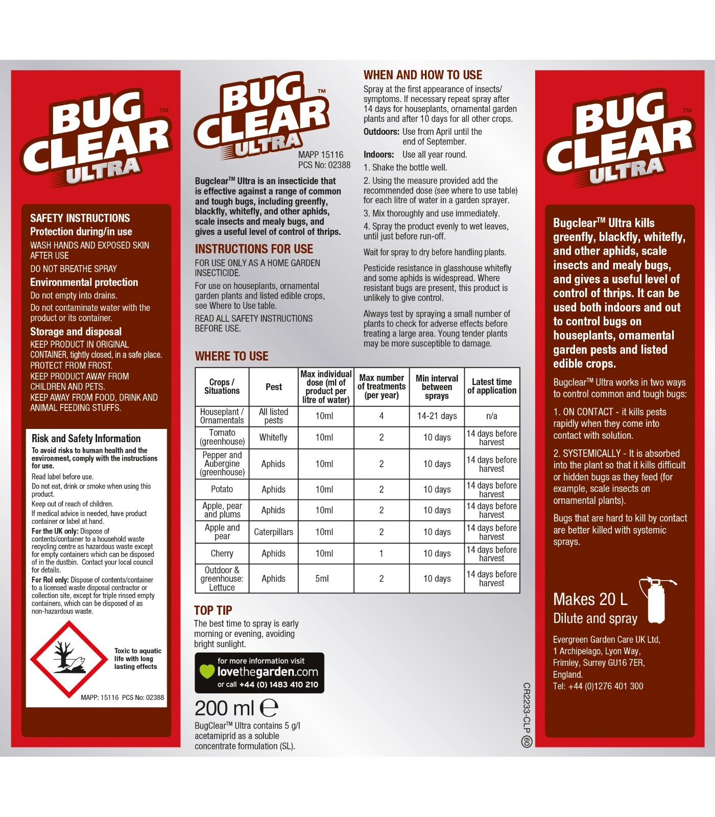 BUG CLEAR ULTRA CONCENTRATE FOR FRUIT VEG PLANTS KILLS BUGS INSECTS ...