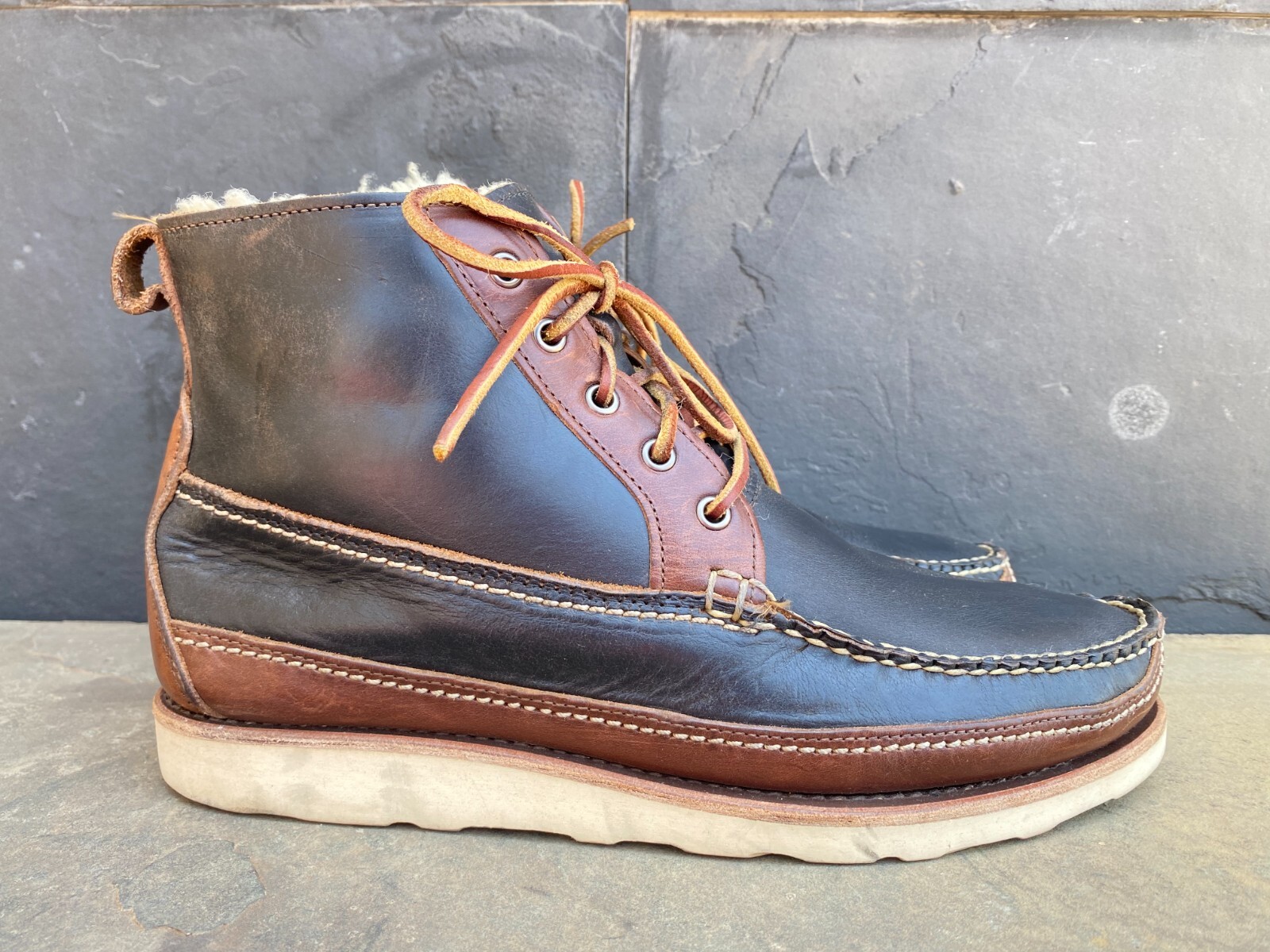 Eastland Shoe Corp. Wabasha Shearling Moc Toe Boot Hand Sewn Made in ...