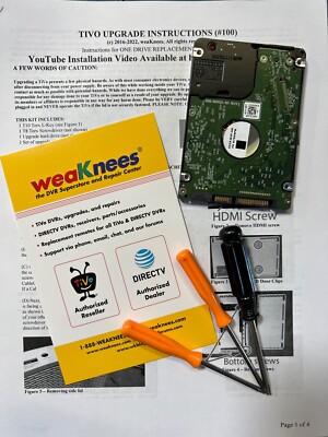 TiVo BOLT REPAIR KIT ALL MODELS (VOX, PLUS, OTA, ETC) - 1000GB (1TB ...