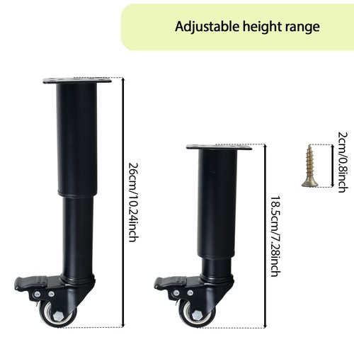 4Pcs Furniture Legs with Swivel Casters 7 to 10inch Metal Adjustable ...