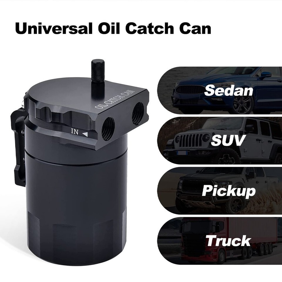 Oil Catch Can Kit Reservoir Baffled Tank with Breather Filter Universal ...
