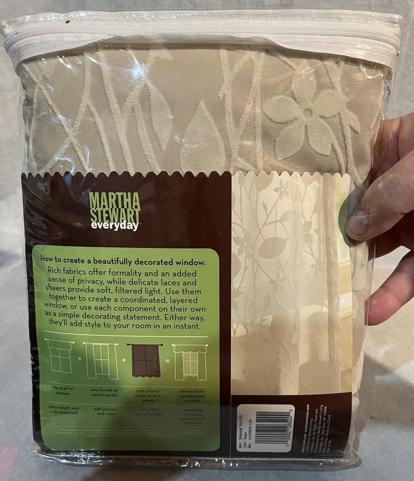 Martha Stewart Everyday Sheer Georgette Panel Botanical 54 x 63 1 Panel ...