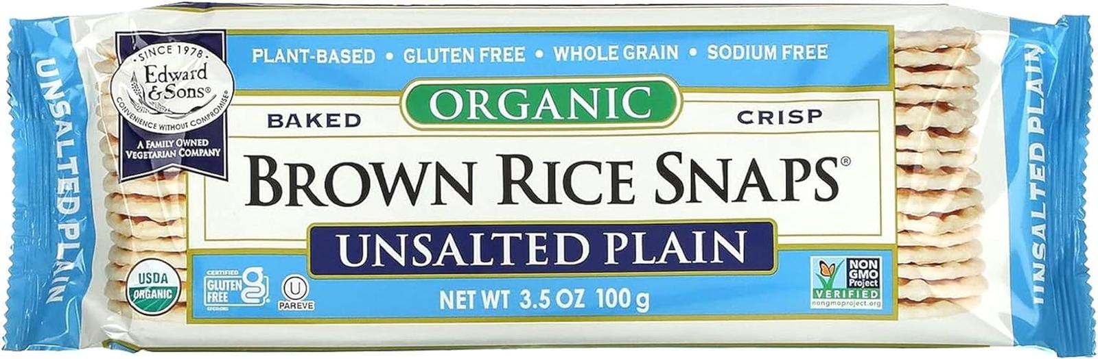 Organic Plain Brown Rice Snaps, Unsalted, 3.5 Oz | eBay