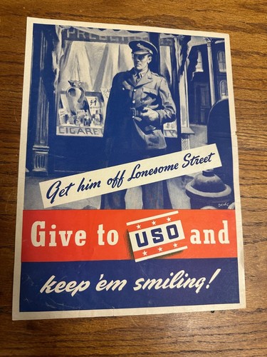 RARE Original World War II USO Poster Flyer Homefront Lonesome Street ...