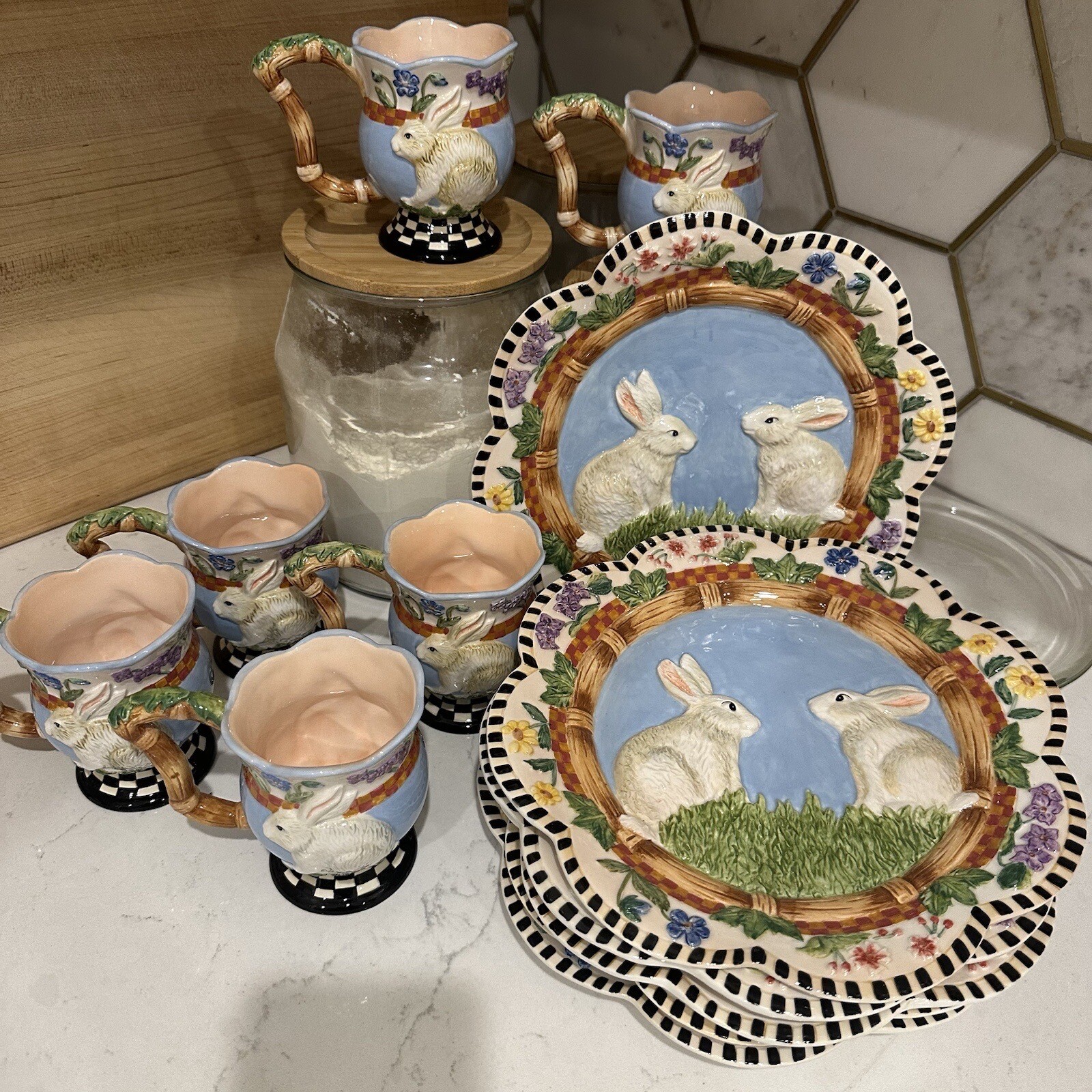 Easter Bunnies Plates & Mugs Rabbit Decor House Of Easter Plates Easter ...
