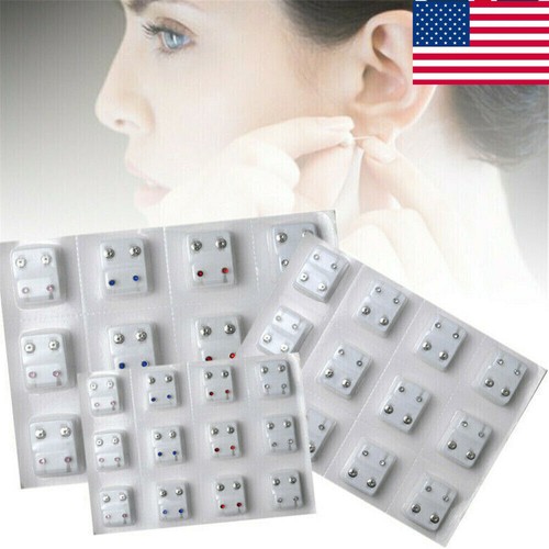 24Pcs Medical Earrings Piercing Tool Kits Ear Stud Surgical Steel Ear ...
