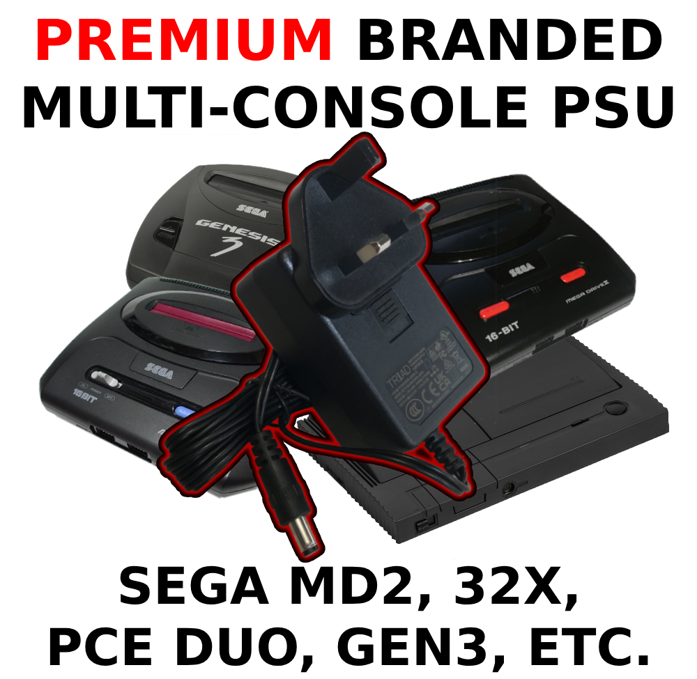 Super Nintendo Power Cord Power Supply 3-in-1 For Sega Mega Drive 2 ...