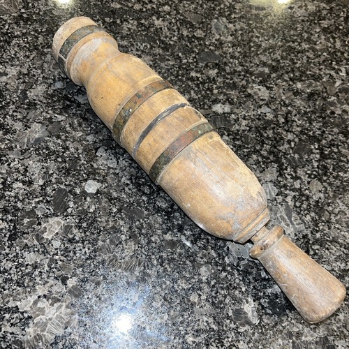 ANTIQUE WINE BOTTLE CORK PRESS "CORKER" CARVED & TURNED WOOD HINGED ...