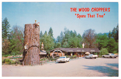 Vtg Postcard-The Wood Choppers-Spare That Tree-Leggett CA-Old Cars ...
