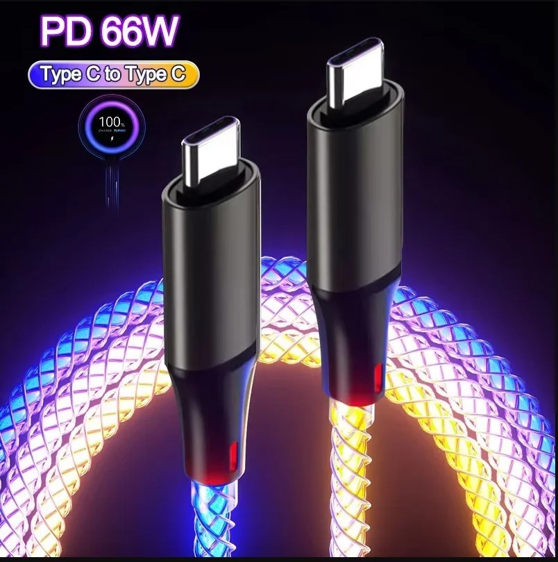 usb type-c rgb light up fast charging cable type c led lead | eBay UK