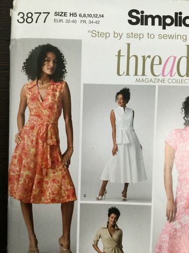 Simplicity 3877 Dress 2 Lengths Flare Sleeve Belted Tie Bow Size 6-14 ...