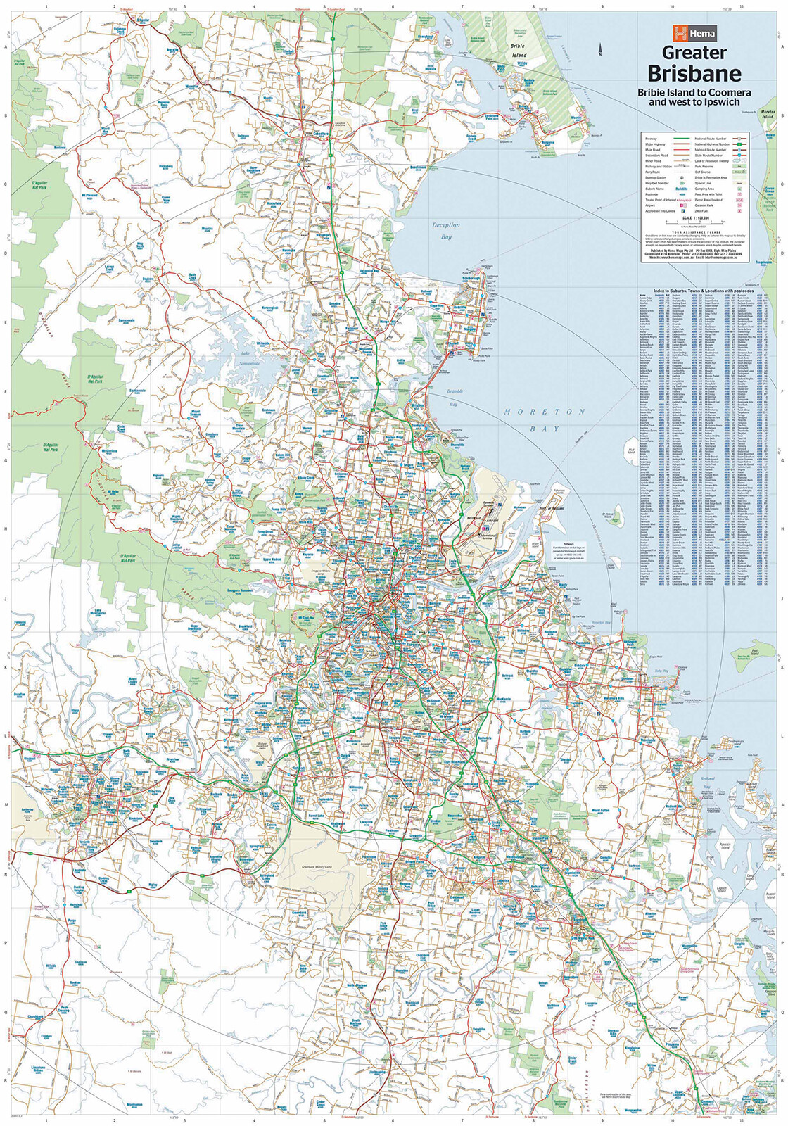 (LAMINATED) MAP OF BRISBANE & REGION (70x100cm) QLD POSTER AUSTRALIA ...